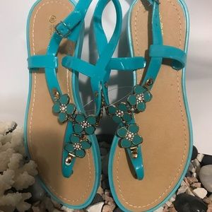 Shoes | Elegant Comfortable Turquoise Sandals Brand New | Poshmark